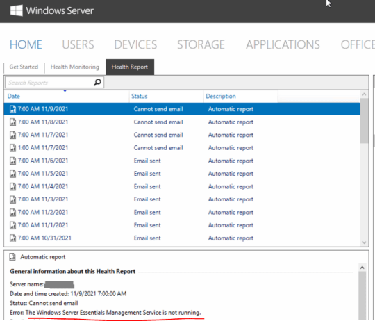 Server Essentials not Sending Health Reports | LAN-Tech Network Management